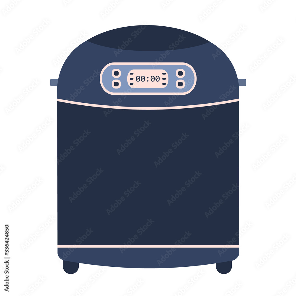 Flat vector home bread maker machine icon. Cute blue and pink vector ...