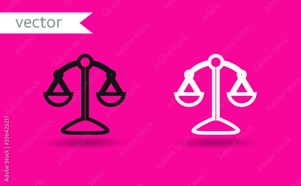 Law scale vector icon, justice symbol. White and black vector desgin ...