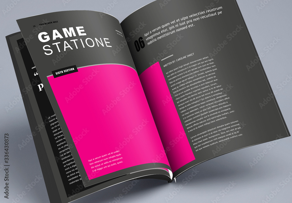 Pink and Black Magazine Layout Stock Template | Adobe Stock