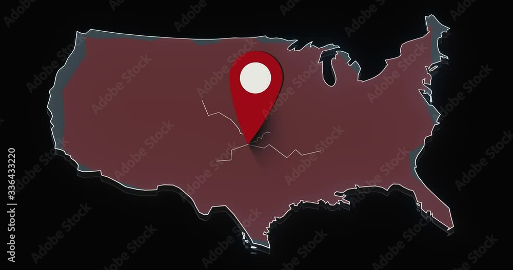 Red pin marker colors map of the United States of America red. Digital ...