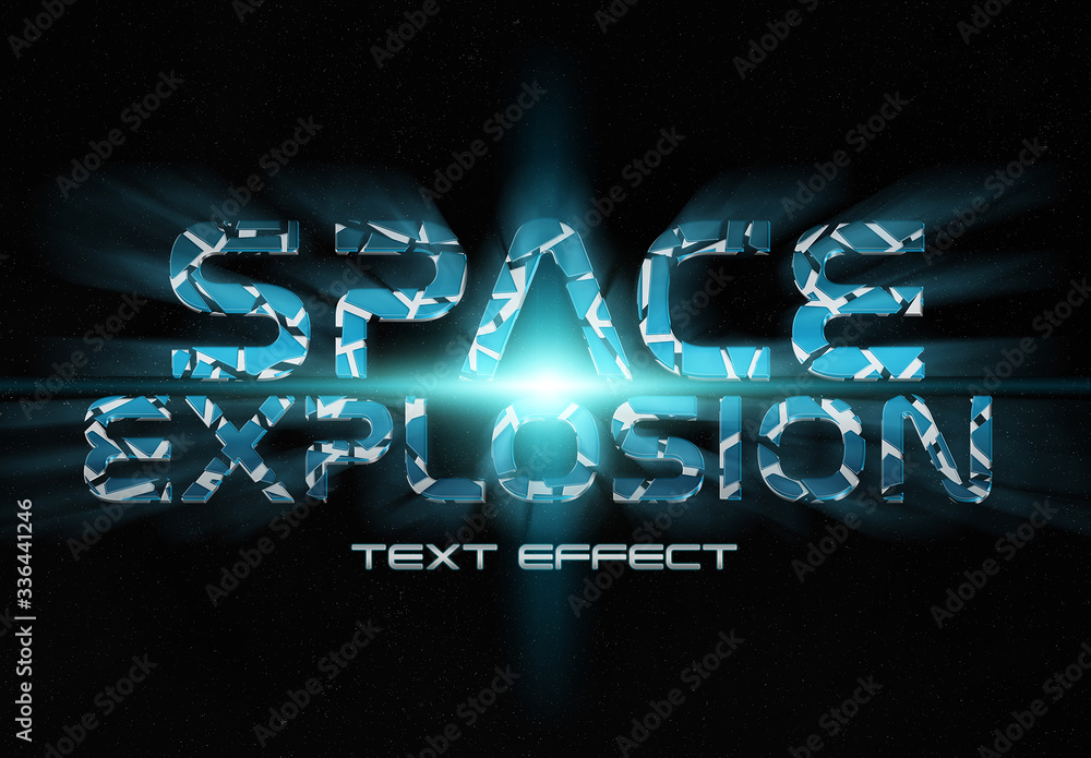Blue Crackle Text Effect in Space Mockup Stock Template | Adobe Stock