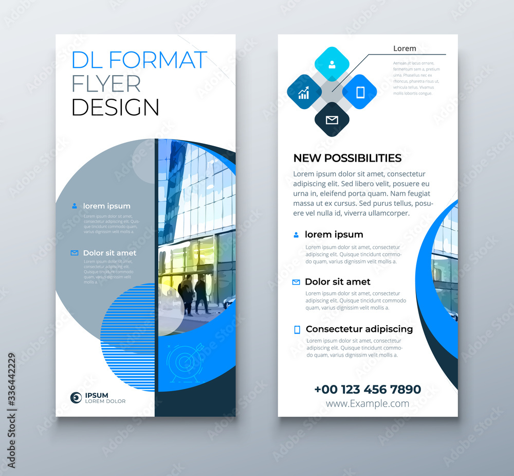 DL Flyer design. Blue business template for dl flyer. Layout with ...