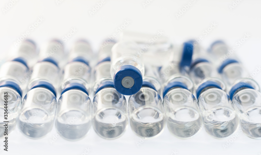 injection ampoules for vaccination on a white background, healthcare ...
