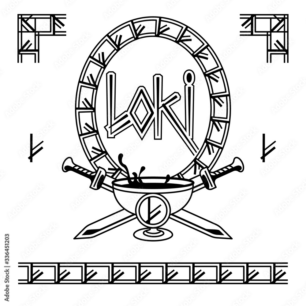 Loki Ornament Viking God Logo Emblem Stock Vector | Adobe Stock
