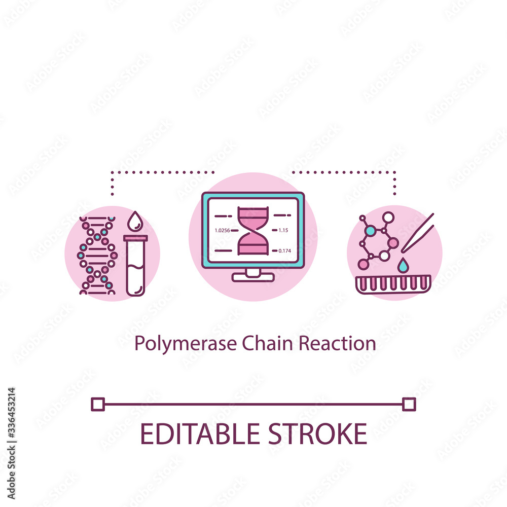 Polymerase chain reaction concept icon. Scientific laboratory analysis ...