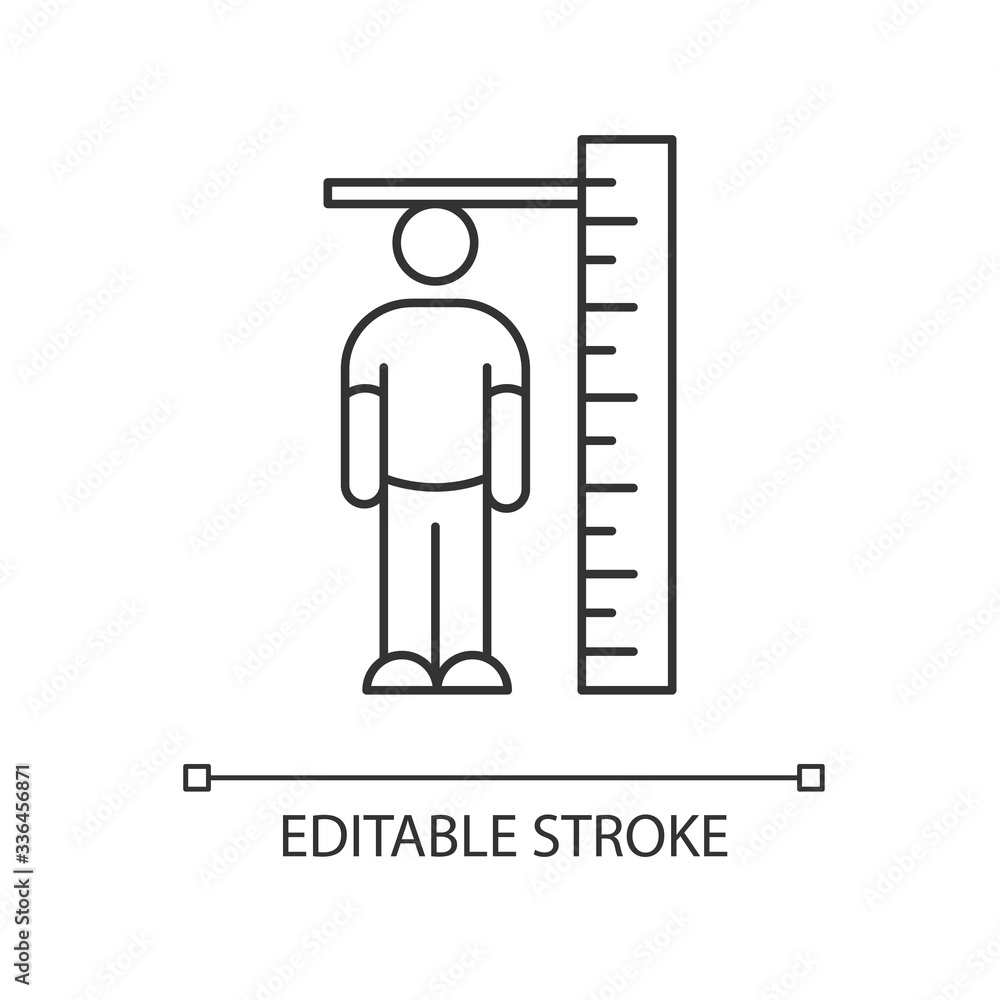 Height measurement pixel perfect linear icon. Thin line customizable ...
