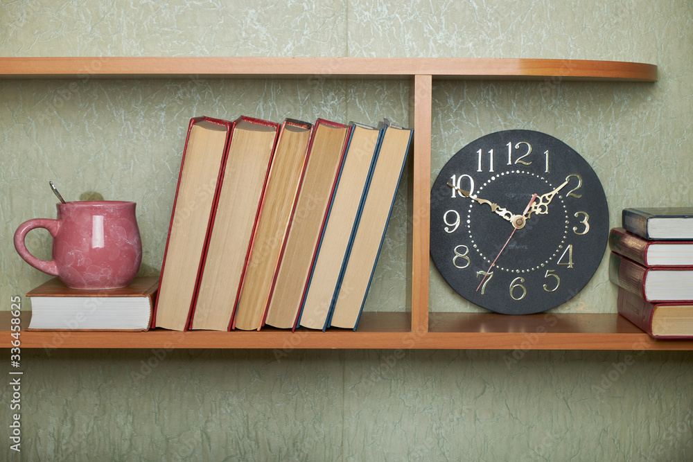 Education learning concept with opening book or textbook in old library ...