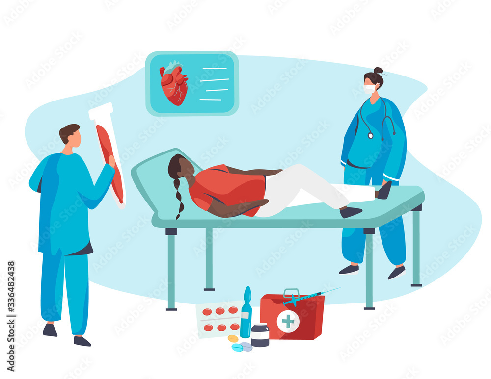 Cardiology Doctors Checking Patient's Heart in the Hospital with ...