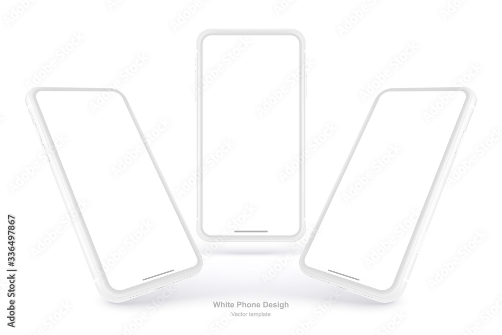 White vector phone isolated on white background. Realistic template ...