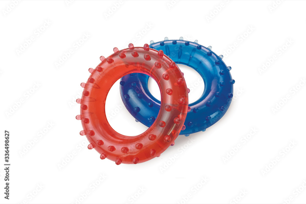 Round rubber carpal expander isolated in white background. Hand ring ...