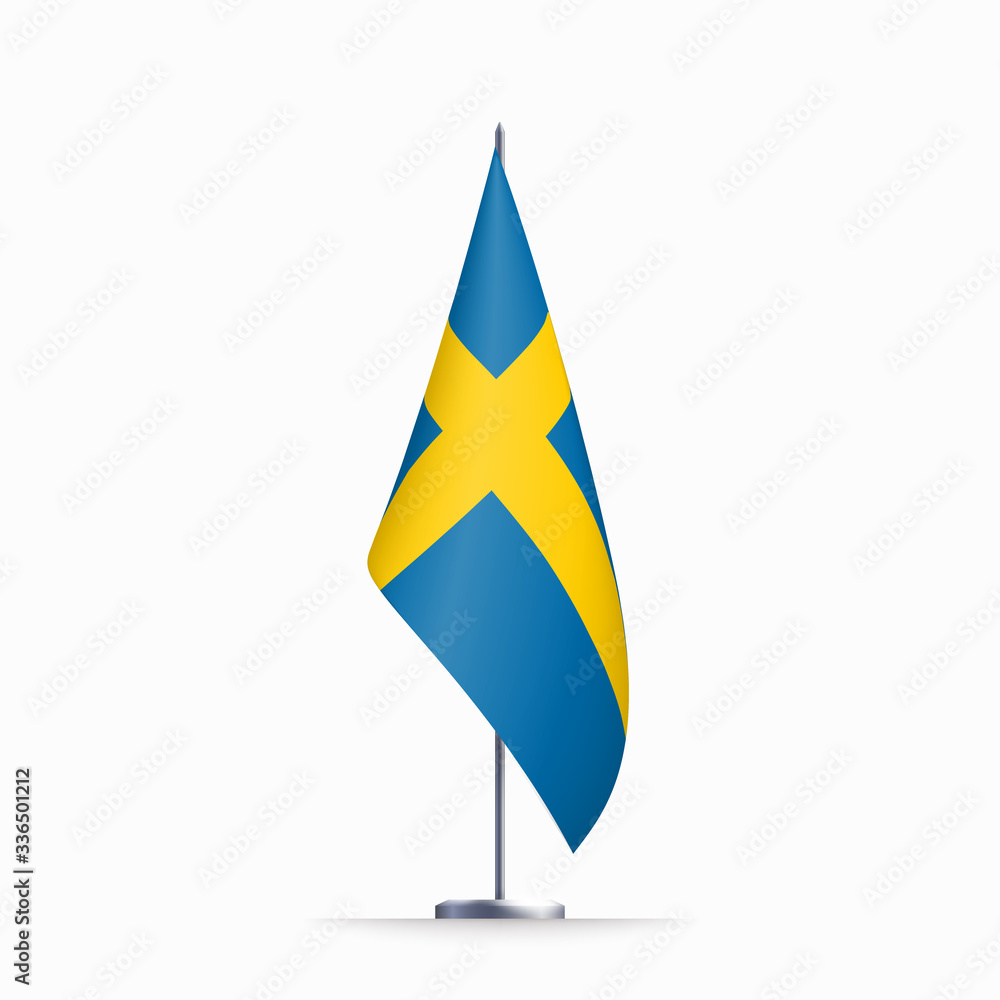 Sweden flag state symbol isolated on background national banner ...