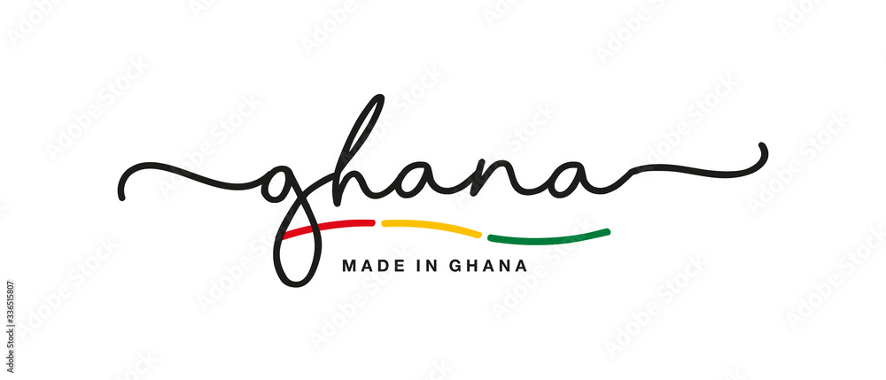 Made in Ghana handwritten calligraphic lettering logo sticker flag ...
