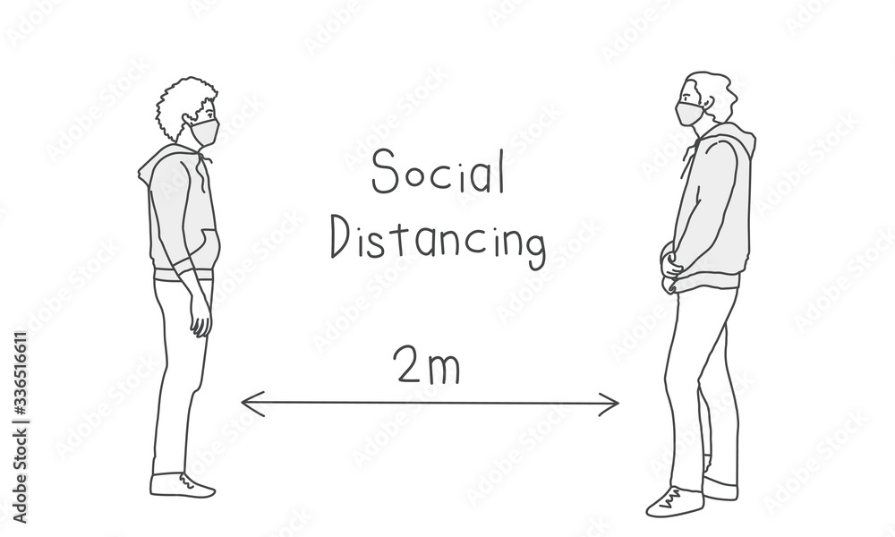 Social Distancing, People keeping distance for infection risk and ...
