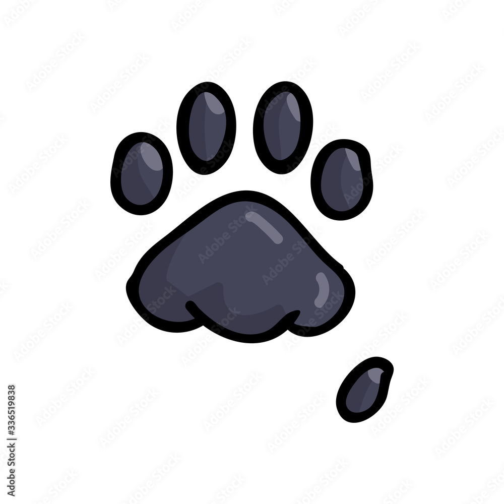 Cute cartoon grey dog paw with claw print vector clipart. Wildlife ...