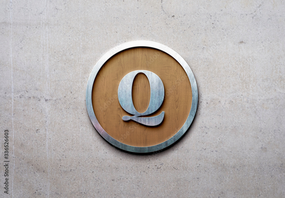 Wood and Metal Sign on Concrete Wall Mockup Stock Template | Adobe Stock