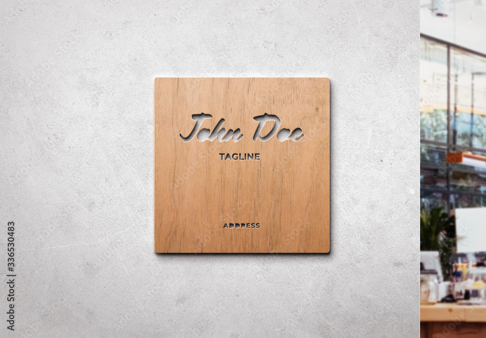Wooden Cafe Entrance Sign Mockup Stock Template | Adobe Stock
