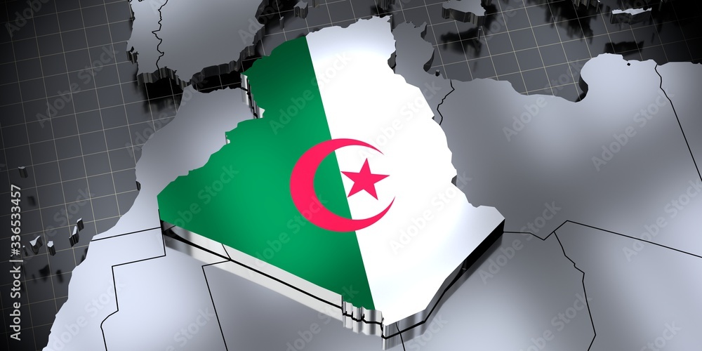 Algeria - borders and flag - 3D illustration Stock Illustration | Adobe ...