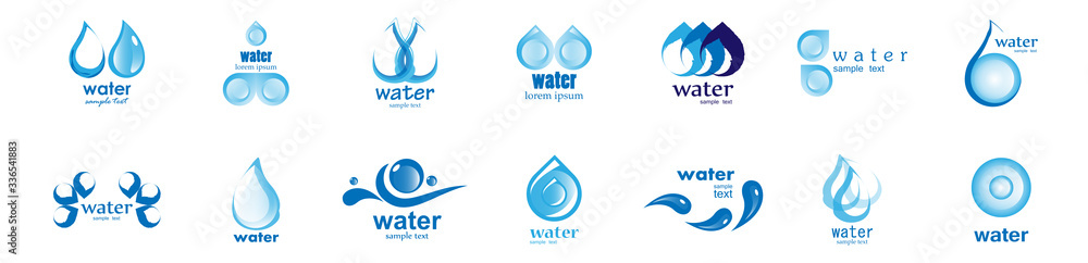 Water Splash Vector And Drop Set - Isolated On White. Vector Collection ...