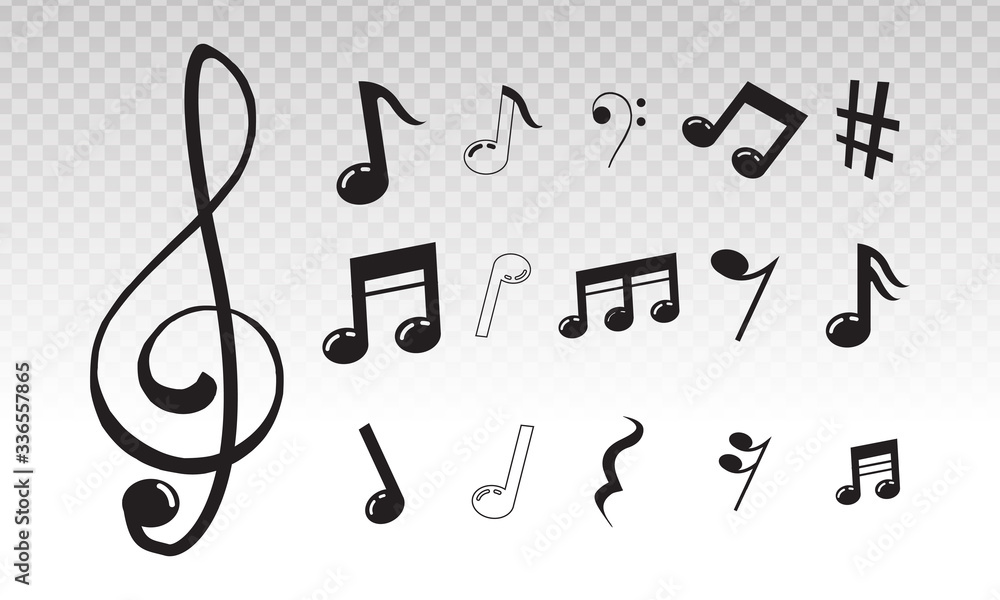 Musical scale symbol or Musical notes on a transparent background ...