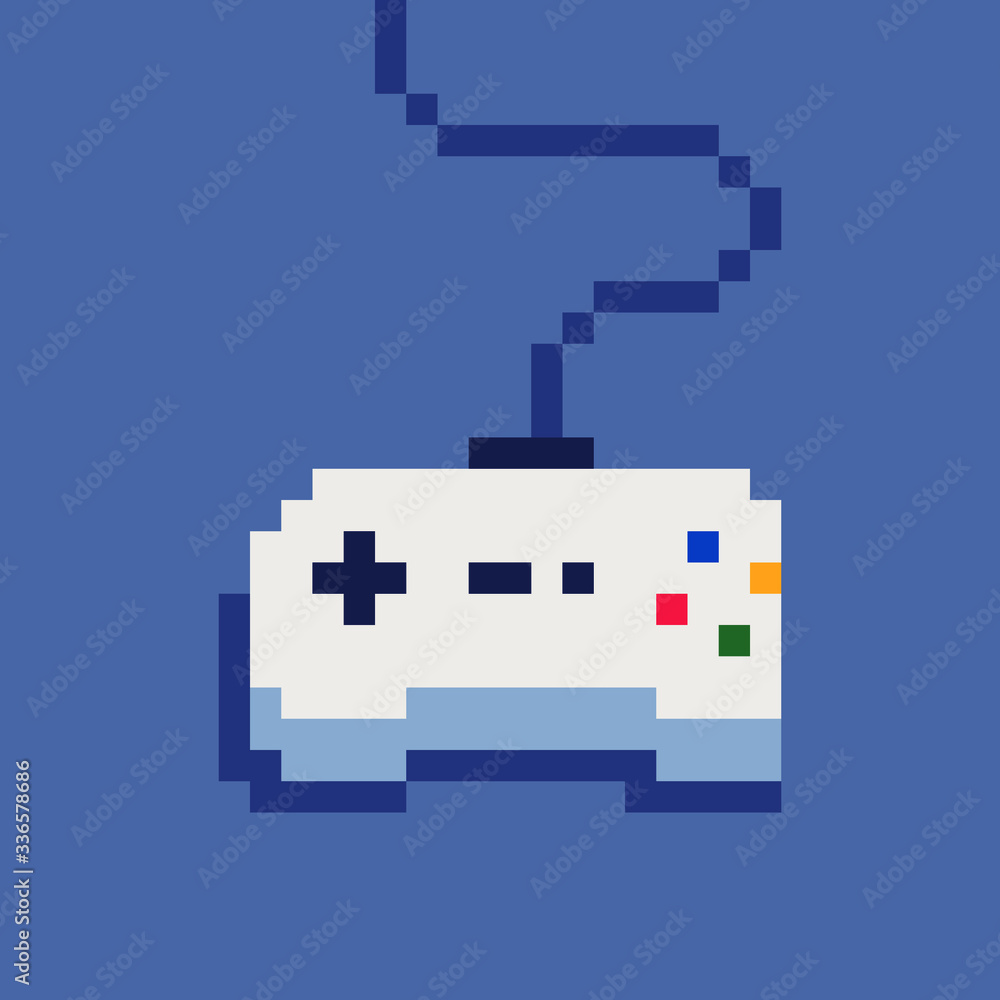 Gamepad icon. Retro 80s pixel art. Flat style. Old school computer ...