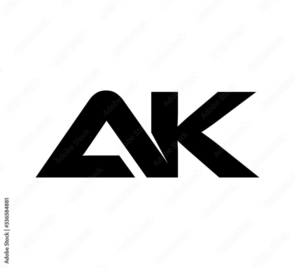 Initial 2 letter Logo Modern Simple Black AK Stock Vector | Adobe Stock