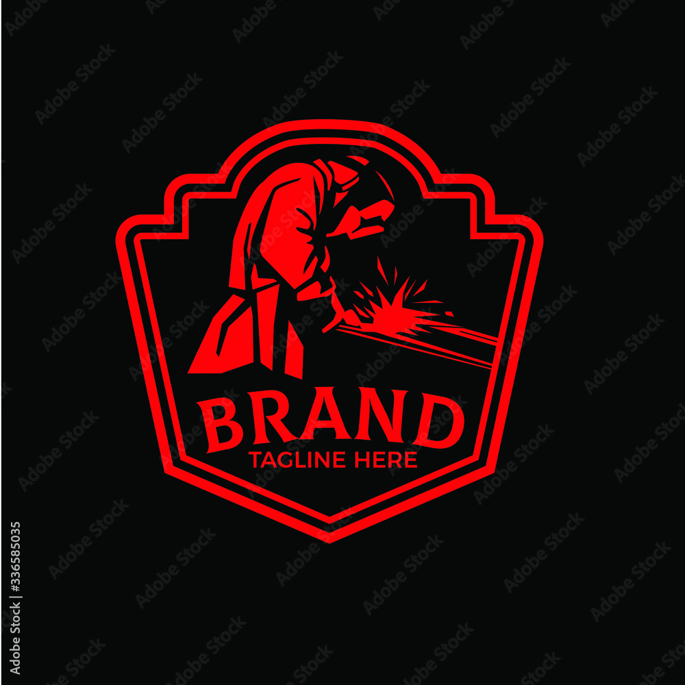 Welding logo company badge logo design, welder emblem logo Stock Vector ...