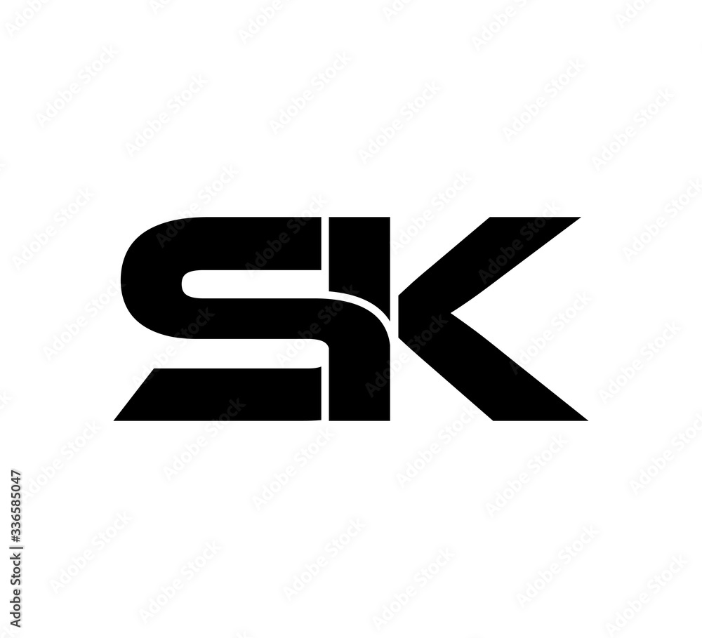 Initial 2 letter Logo Modern Simple Black SK Stock Vector | Adobe Stock
