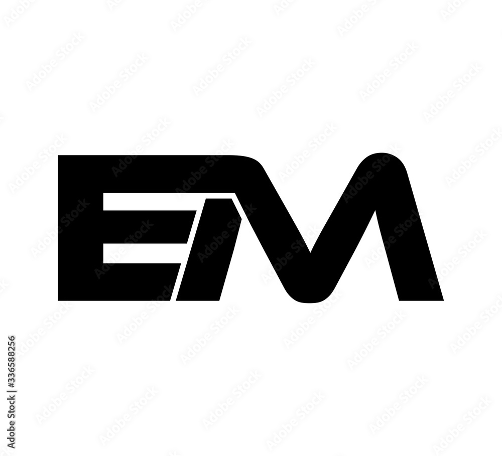 Initial 2 letter Logo Modern Simple Black EM Stock Vector | Adobe Stock