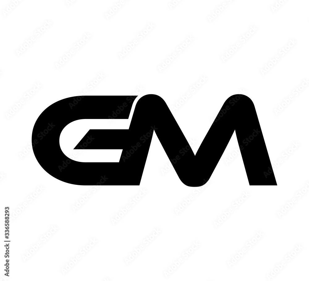 Initial 2 letter Logo Modern Simple Black GM Stock Vector | Adobe Stock