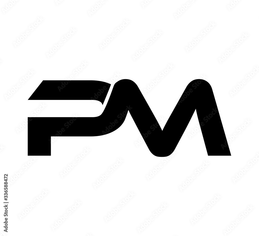 Initial 2 letter Logo Modern Simple Black PM Stock Vector | Adobe Stock