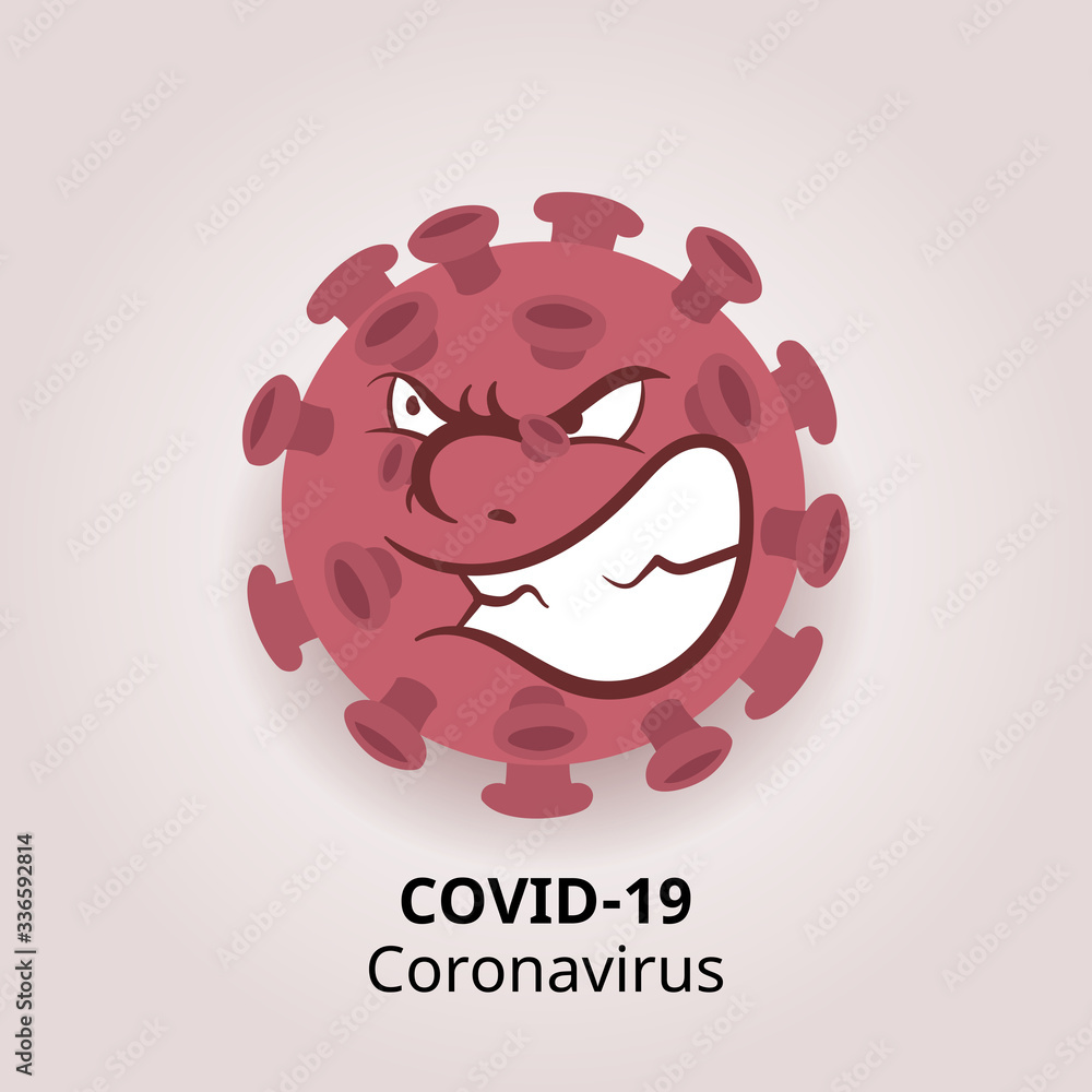 Covid-19 Coronavirus angry character. Cartoon virus vector illustration ...
