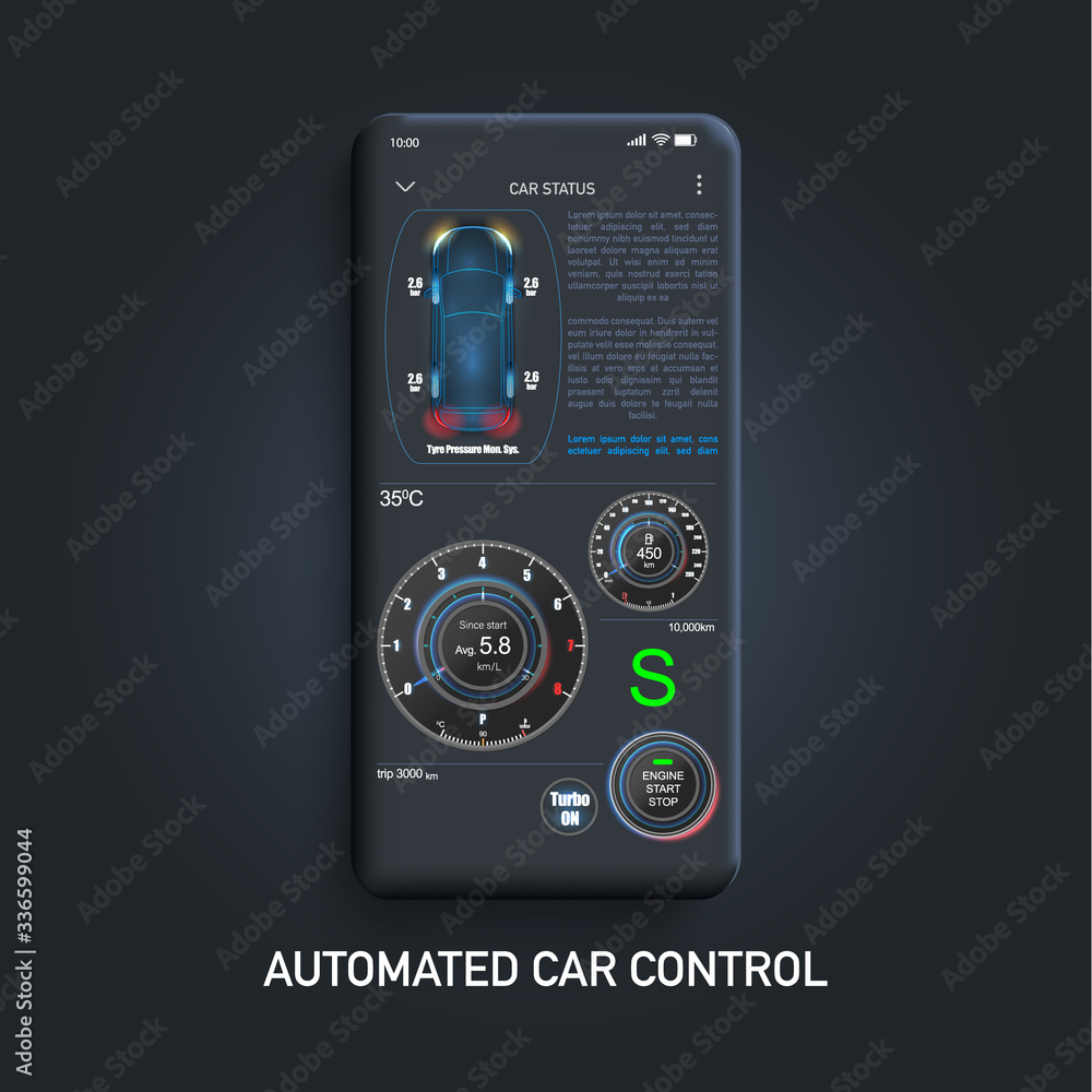 Neumorphic UI An elegant design of a Futuristic flat black charcoal ...