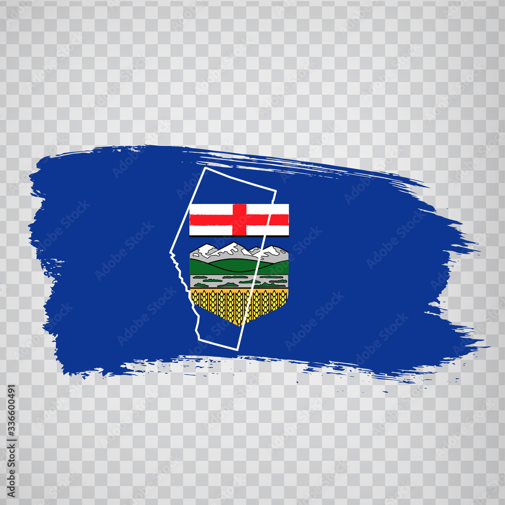 Flag of Alberta from brush strokes. Blank map of Alberta. Canada. High ...
