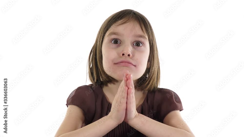 Thank you/praying hands hand gesture. Little girl saying "thank you ...