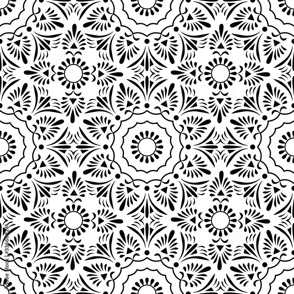 beautiful traditional seamless pattern in black and white texture ...