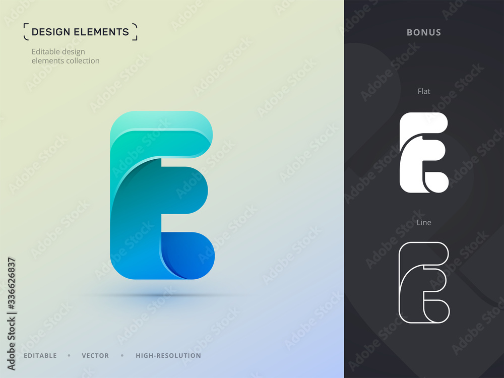 Vector origami twisted letter E logo design template. Application or ...