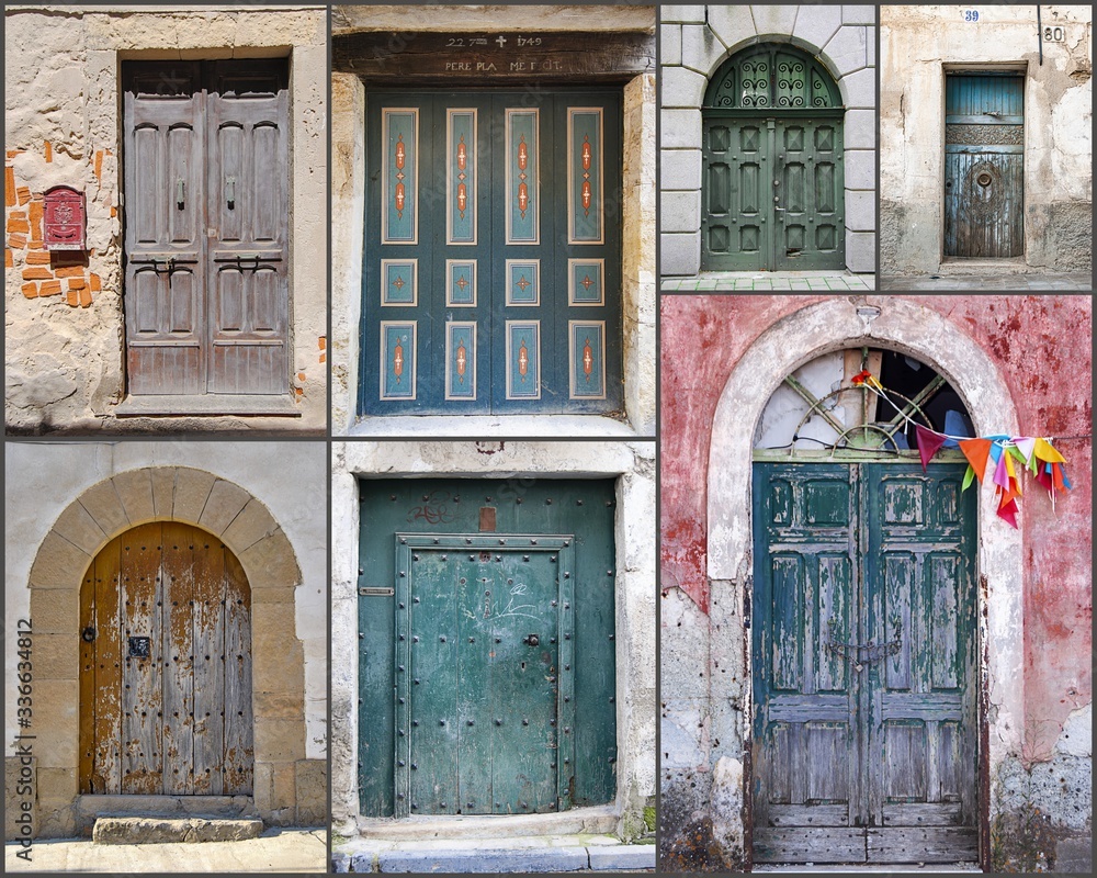 doors from different countries of Europa. Old and picturesque door ...