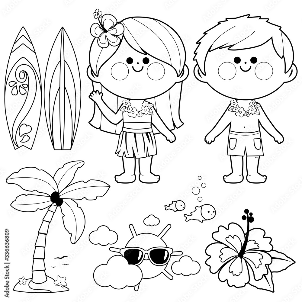 Summer Vacation Clip Art Black And White