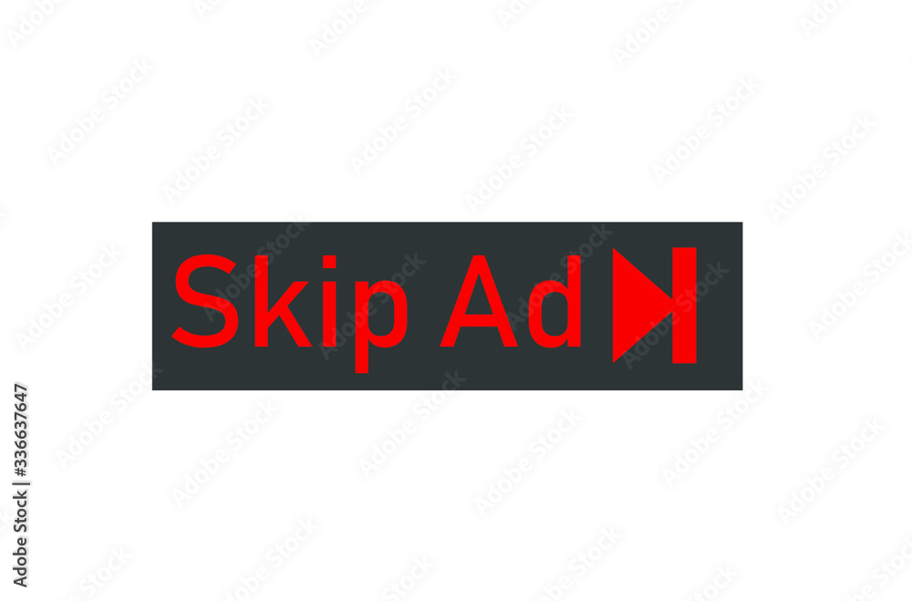 skip ad sign symbol isolated on white background, skip advertisement ...