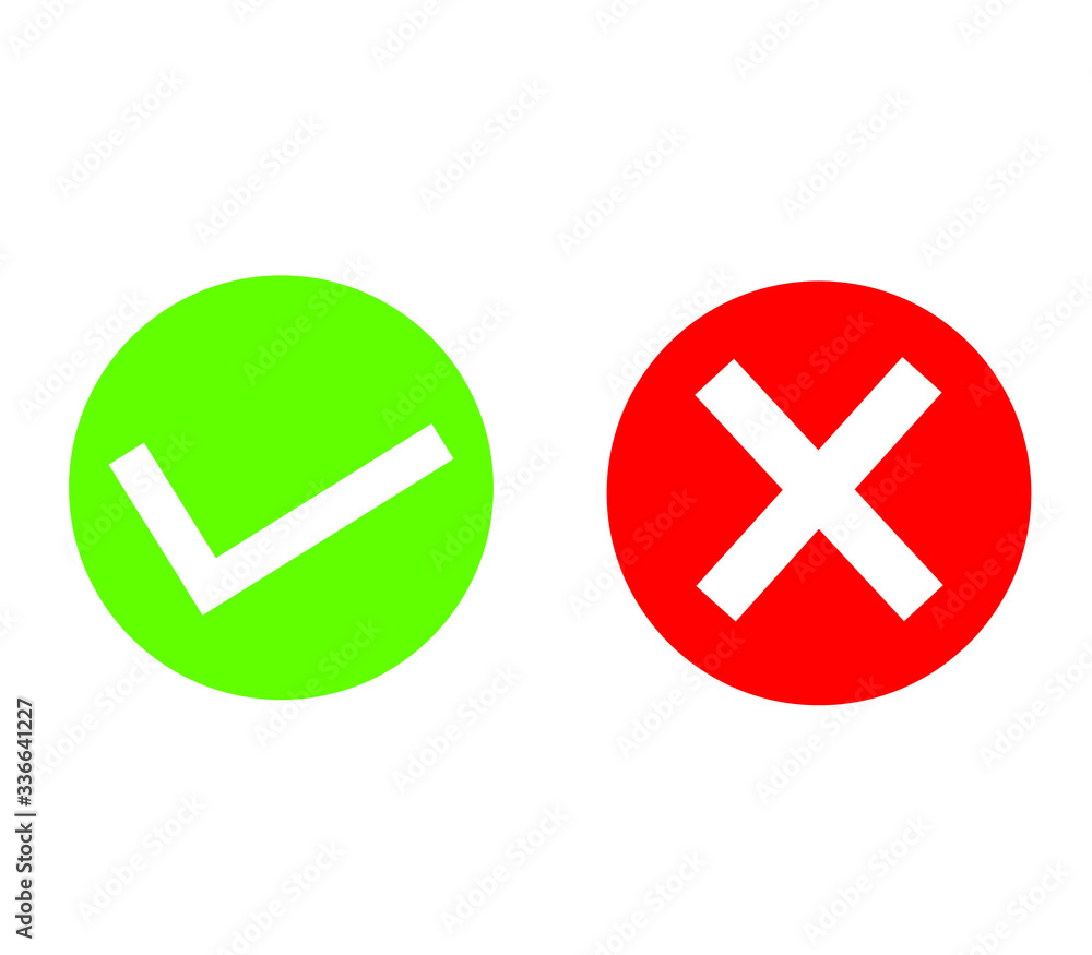Approve and reject symbol isolated on white background, vector ...