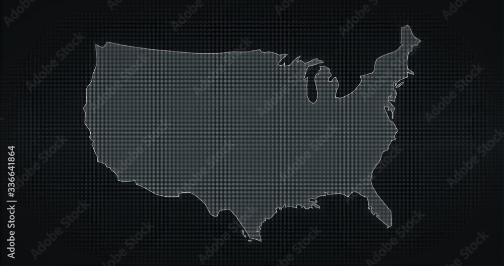 United States of America - USA Map formed by millions of pixels on TV ...