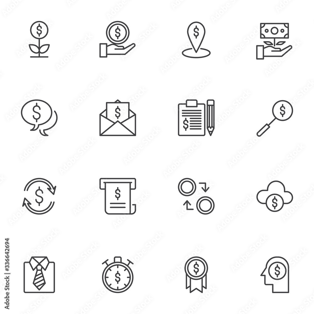 Economy line icons set. linear style symbols collection, outline signs ...