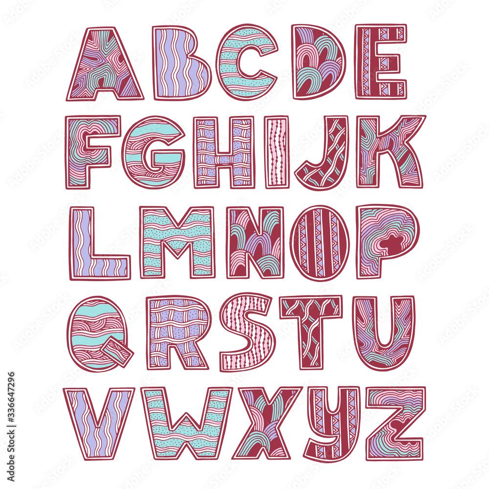 Cute vector english alphabet. Handwritten stylish font for graphic ...