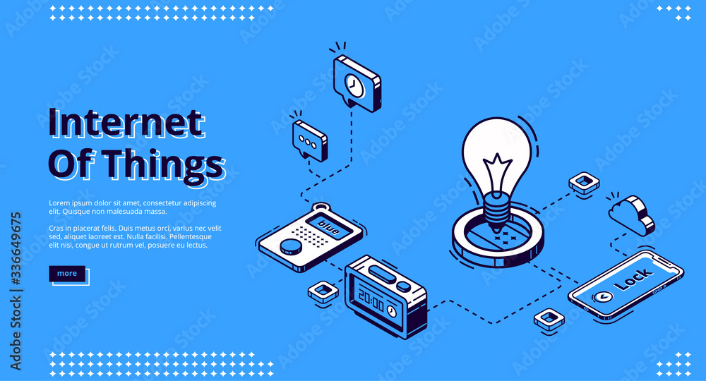 Internet of things banner. IoT technology of smart home concept. Vector ...