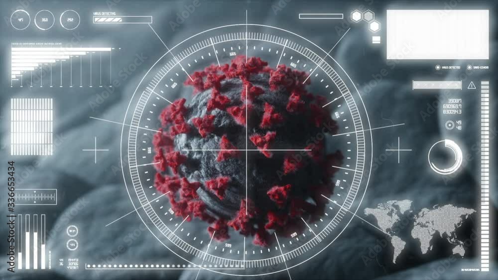 Realistic 3D animation of the Coronavirus 2019-nCoV Wuhan. SARS-CoV-2 ...