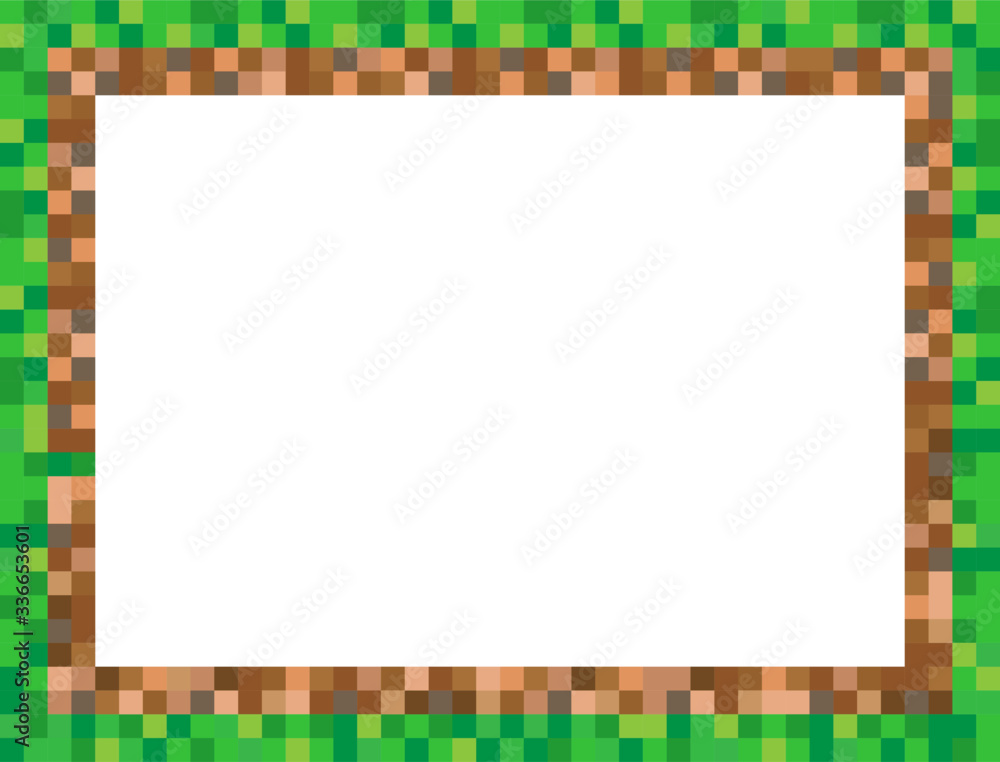 Abstract square pixel mosaic background illustration. Grass and ground ...