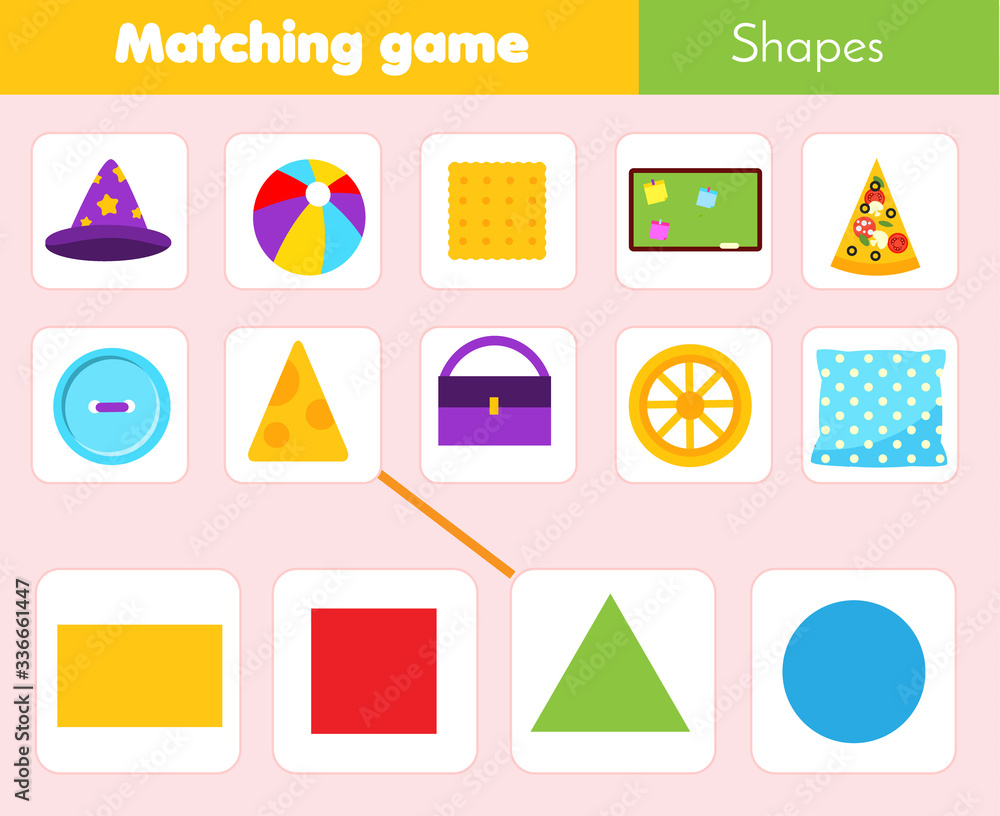 Matching children educational game. Match objects and shapes. Activity ...