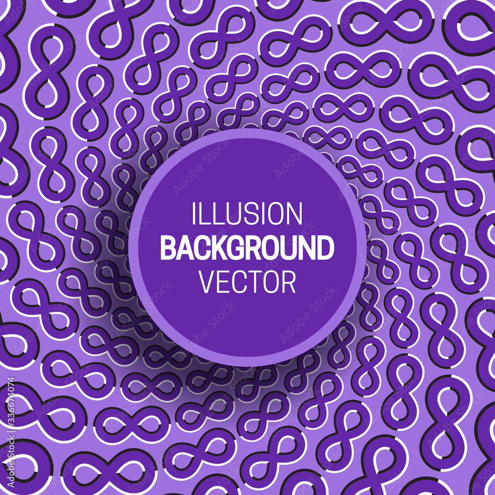 Round frame on purple optical illusion hypnotic background of rotating ...