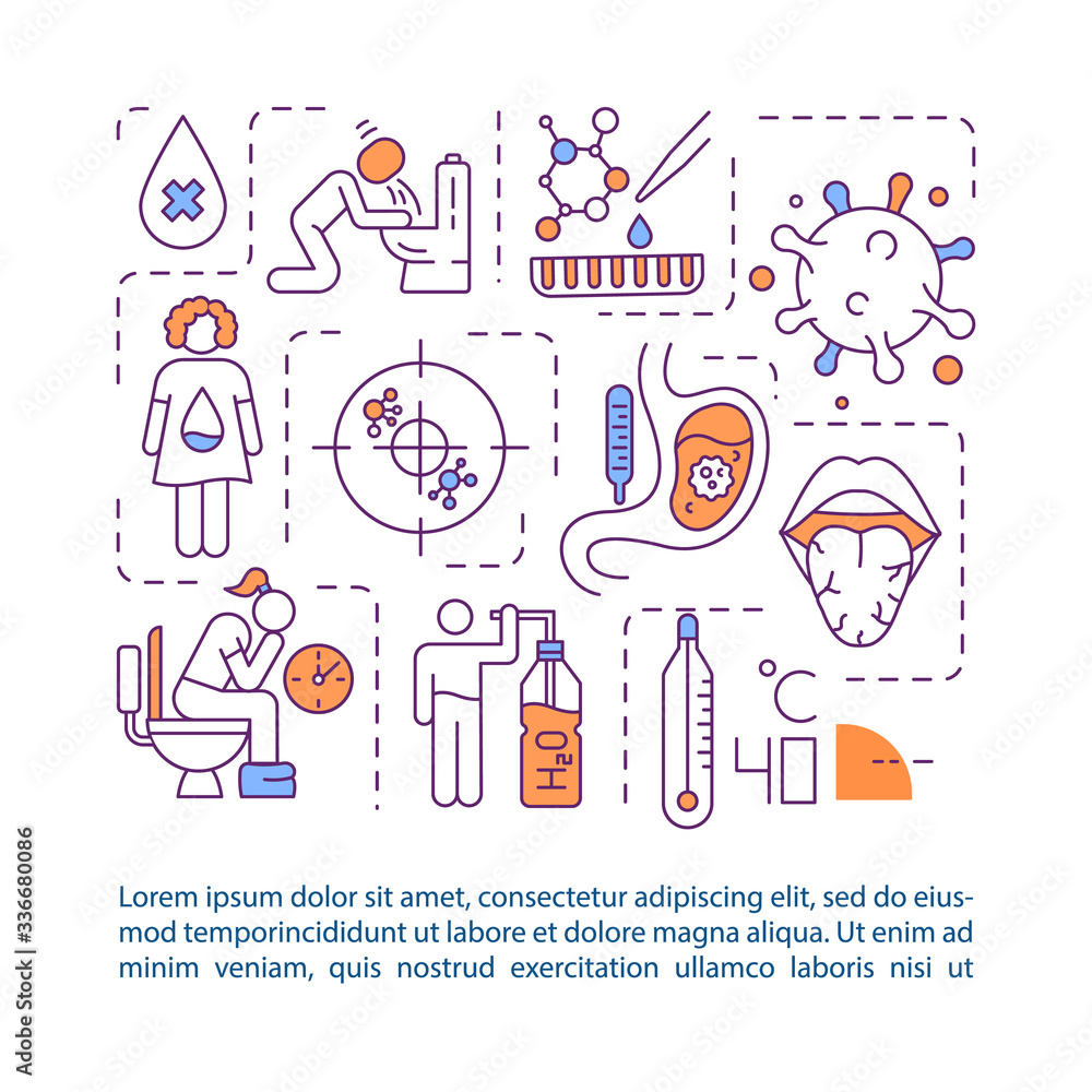 Rotavirus symptoms concept icon with text. Foodborne infection signs ... Rotavirus symptoms concept icon with text. Foodborne infection signs ...