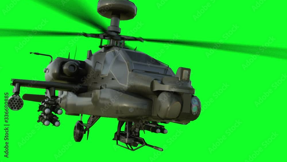 Military helicopter Boeing AH-64 Apache realistic 3d animation ...